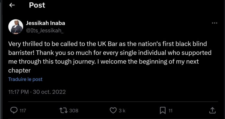 Jessikah Inaba, une pionnière non-voyante du barreau britannique d ...
